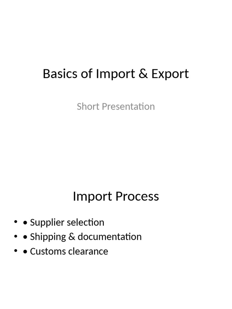 Basics of Import Export | PDF