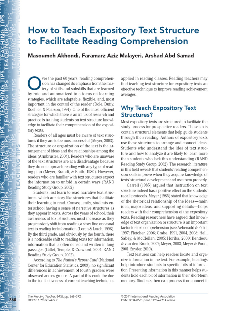 Teaching Expository Text Structures | PDF | Reading Comprehension ...