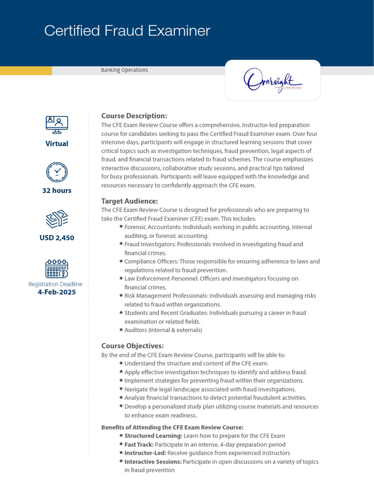 CFE Exam Review Course Overview | PDF | Fraud | Audit