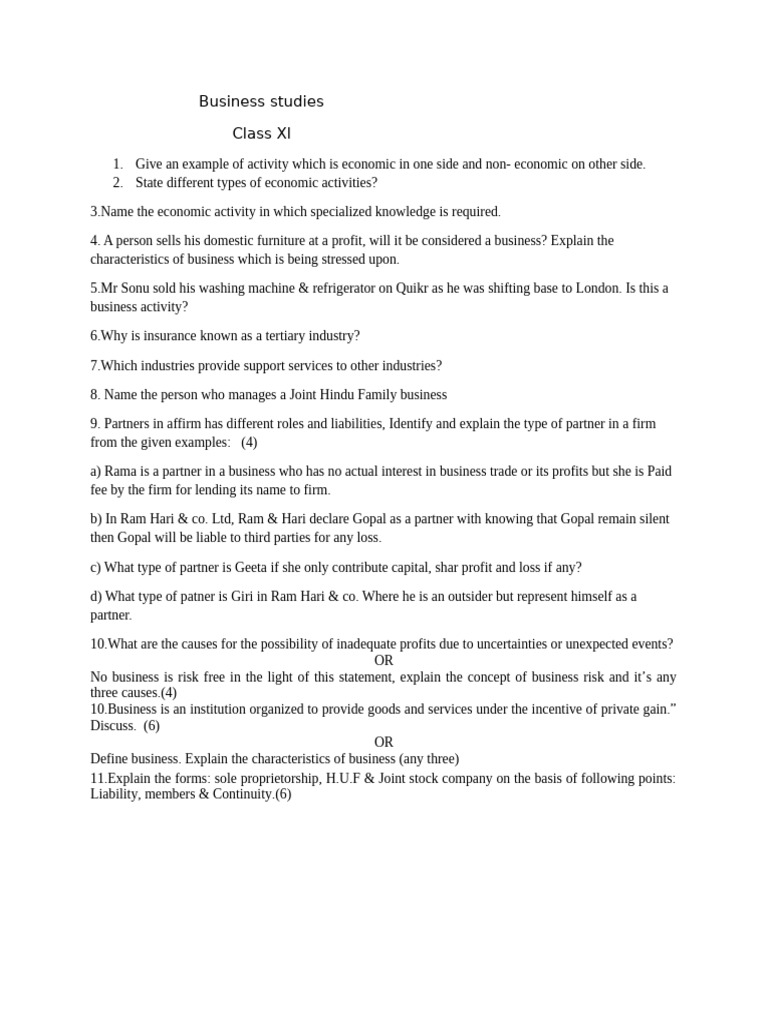Business Studies Class XL | PDF