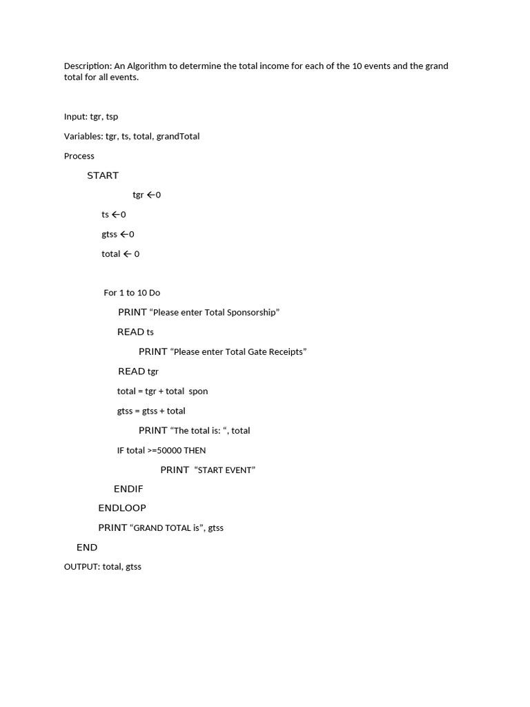 Psuedo Coda and Trace Table Andre Williams | PDF