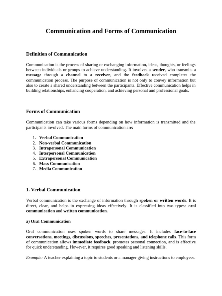 Forms of Communication | PDF | Communication | Nonverbal Communication