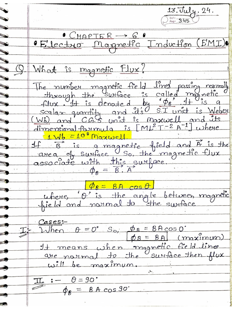 Physics Class 12th Chapter-6 (Electromagnetic Induction) . | PDF