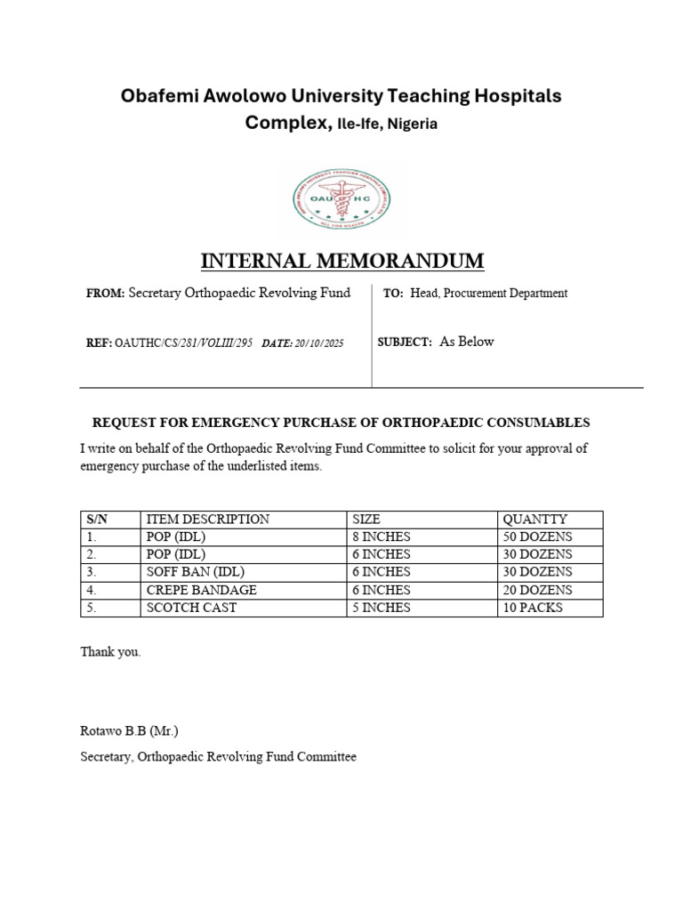 Memo Request PDF | PDF