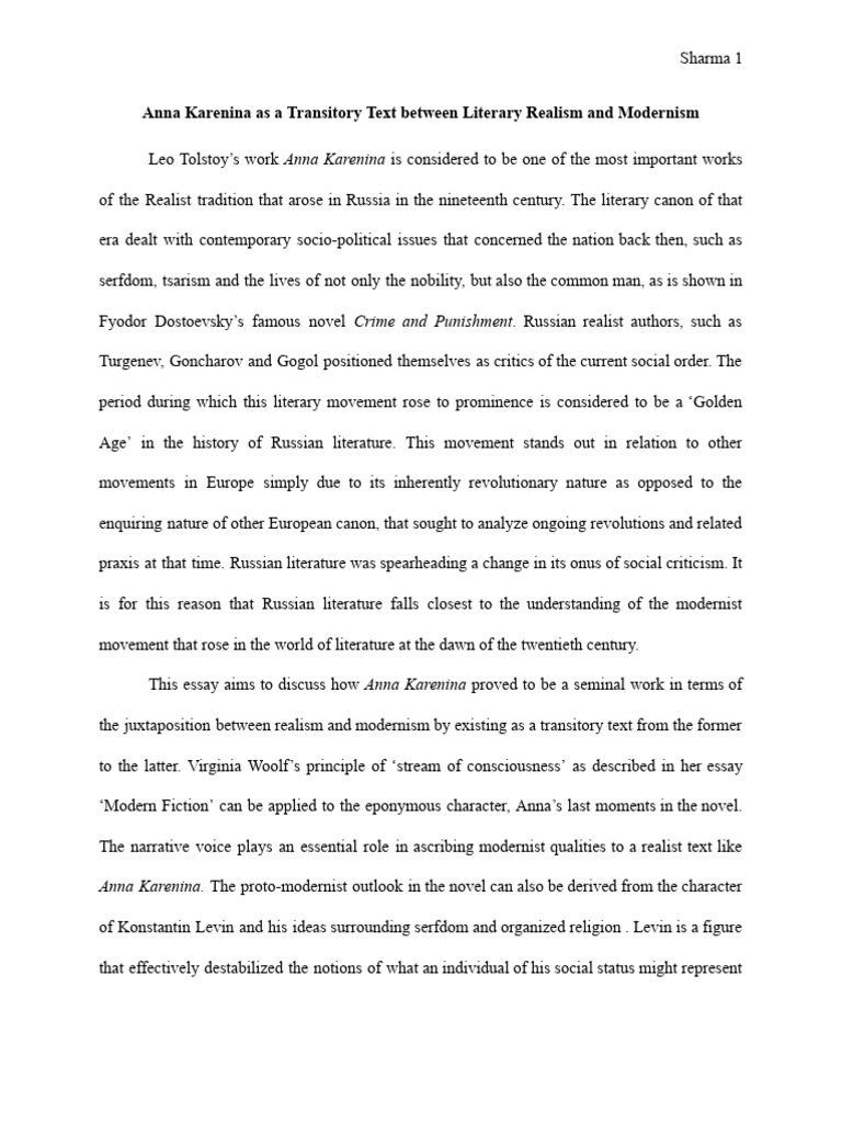 Copy of Anna Karenina as a Transitory Text Between Literary Realism and ...