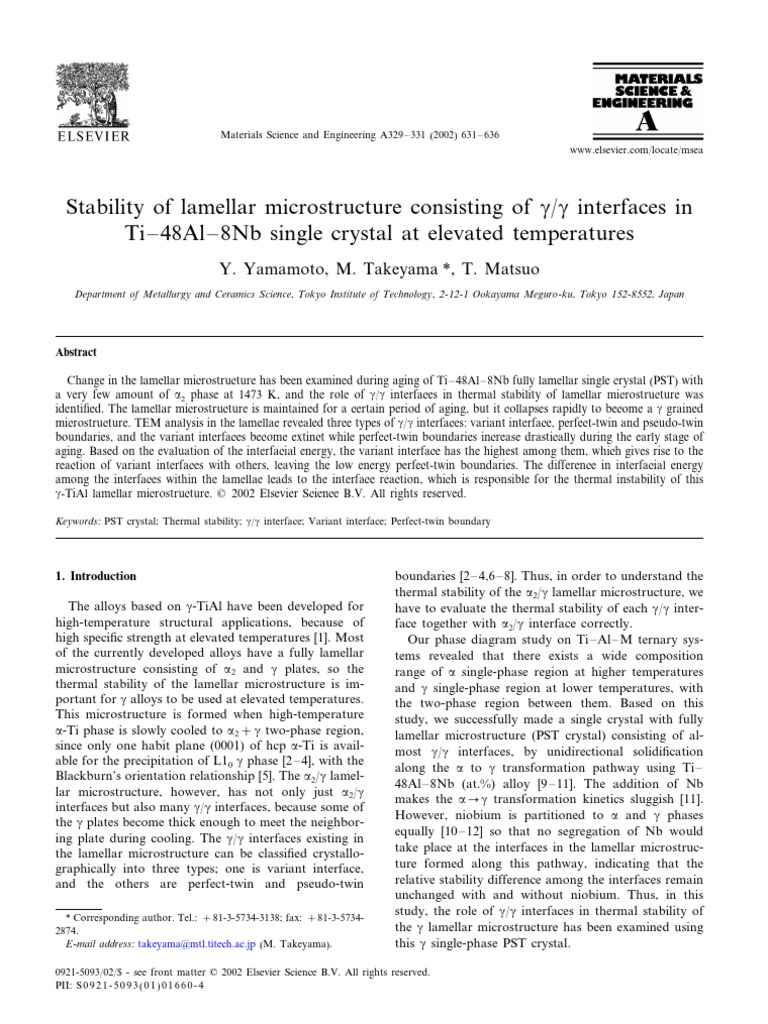 Stability of Lamellar Microstructure Consisting of 2002 Materials ...