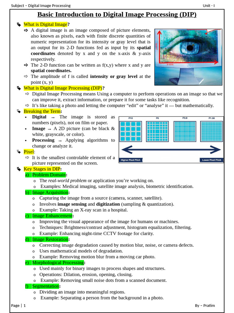 Basic Introduction To Digital Image Processing | PDF | Visual ...