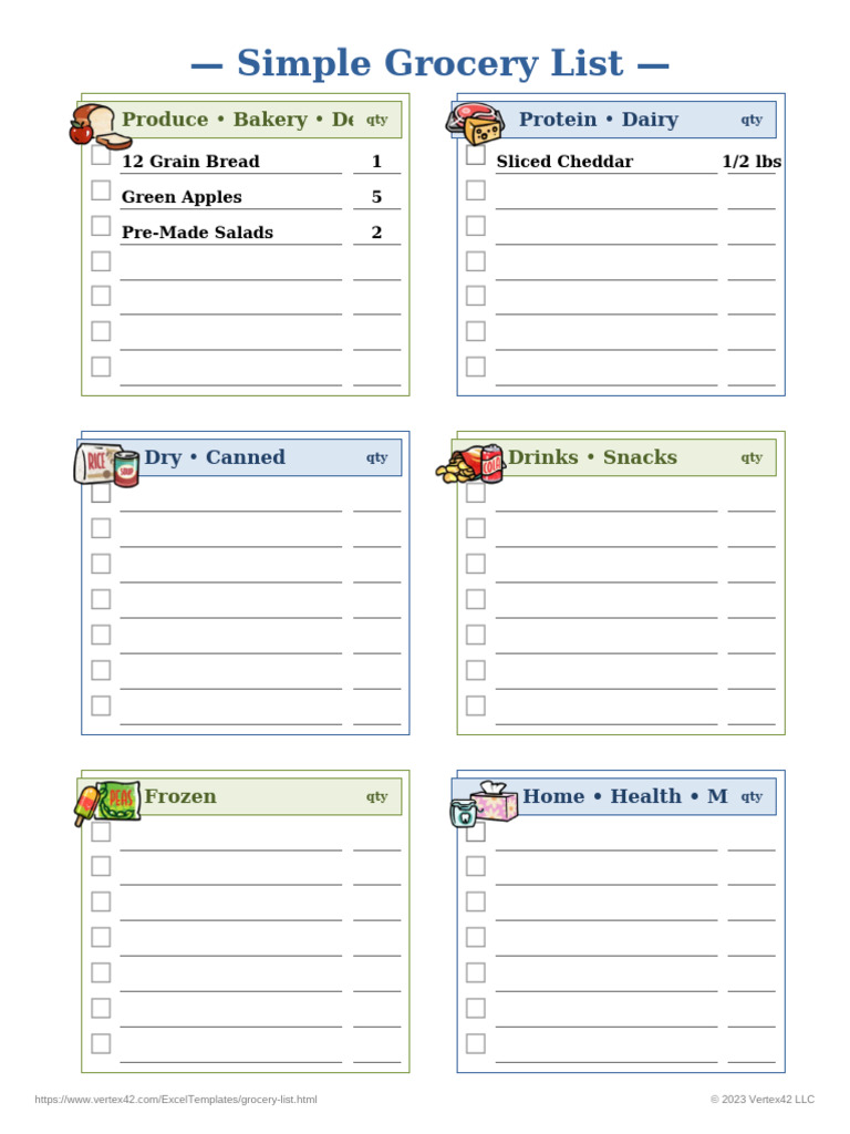 Simple Grocery List | PDF | Cooking | Foods