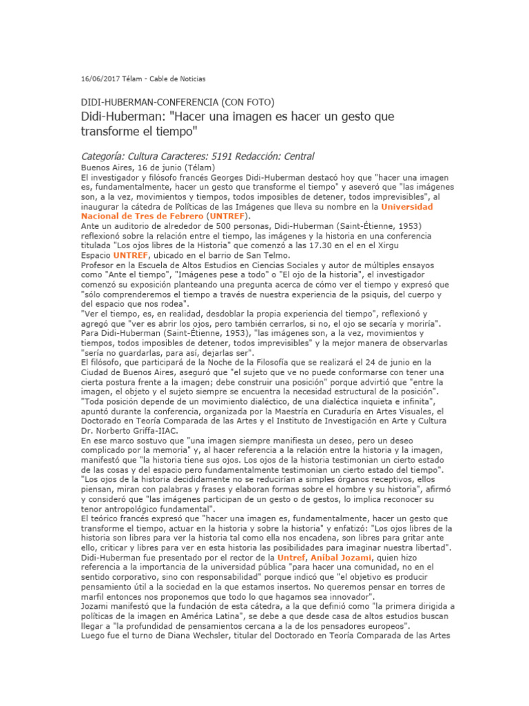 16.06.2017 T Lam C Tedra Did Huberman | PDF | Teoría | Dialéctico