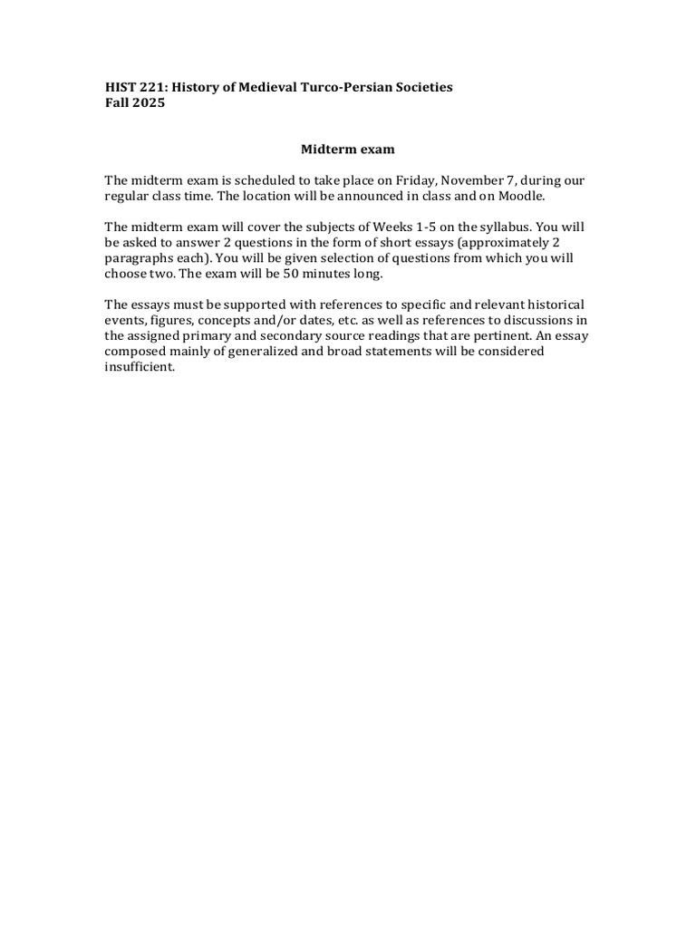 Midterm Exam Info | PDF