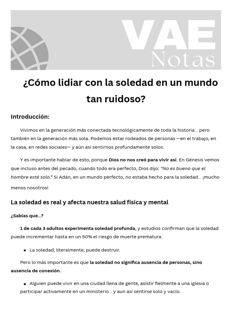 Co Mo Lidiar Con La Soledad en Un Mundo Tan Ruidoso | PDF | Cristo ...