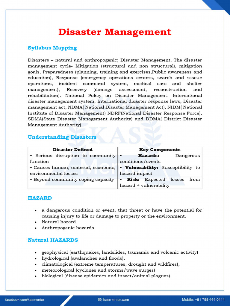Disaster Managment Part 1 | PDF | Natural Disasters | Hazards