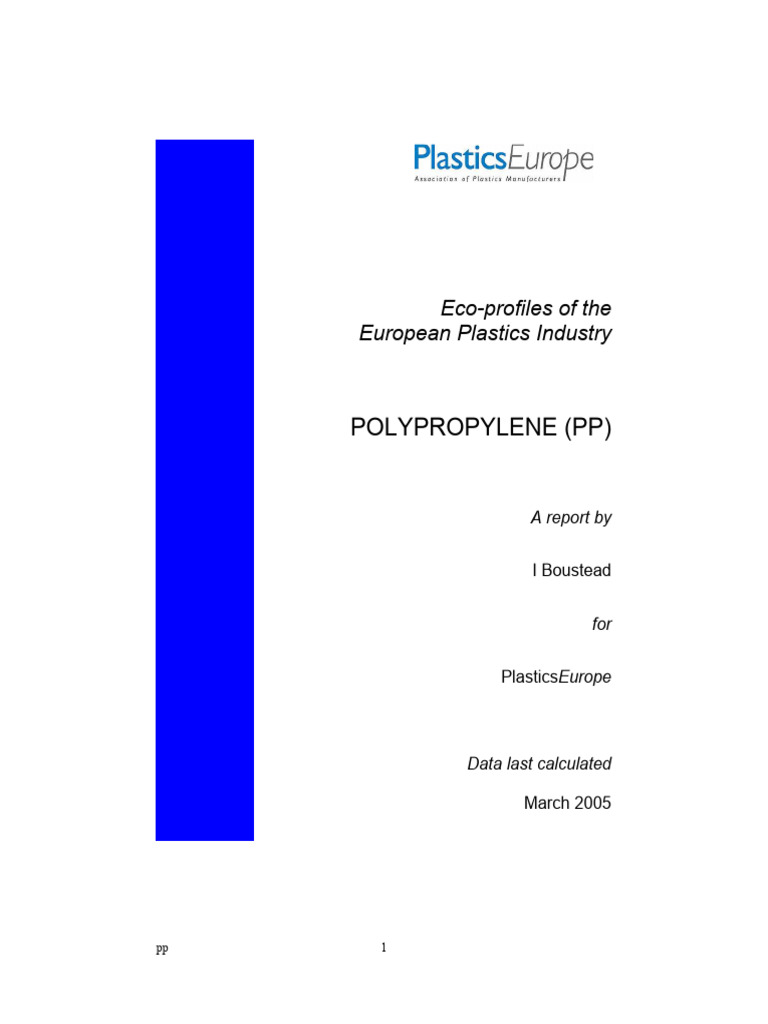 Polypropylene (PP) : Eco-Profiles of The European Plastics Industry ...
