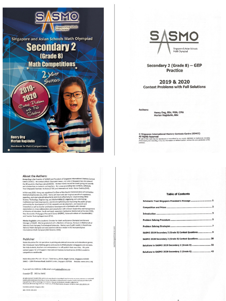 Singapore Asian Schools Math Olympiad (SASMO) Past Paper SECONDARY 2 ...