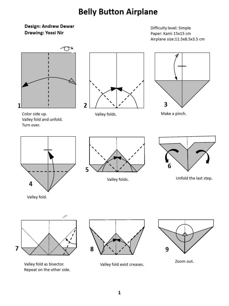Simple Belly Button Airplane Origami | PDF