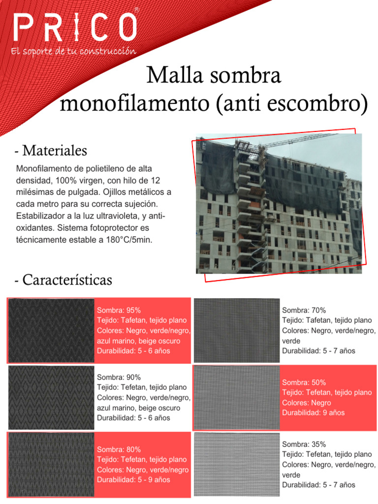 PRICO Malla Sombra | PDF