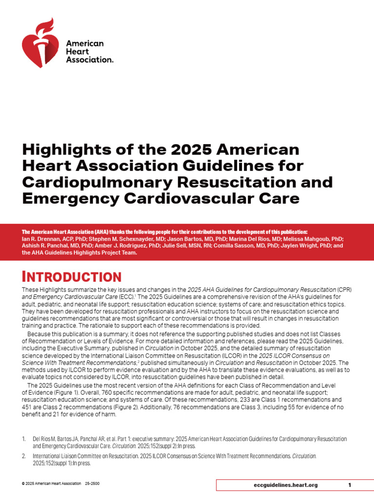 2025 AHA CPR and ECC Guidelines Summary | PDF | Cardiopulmonary ...