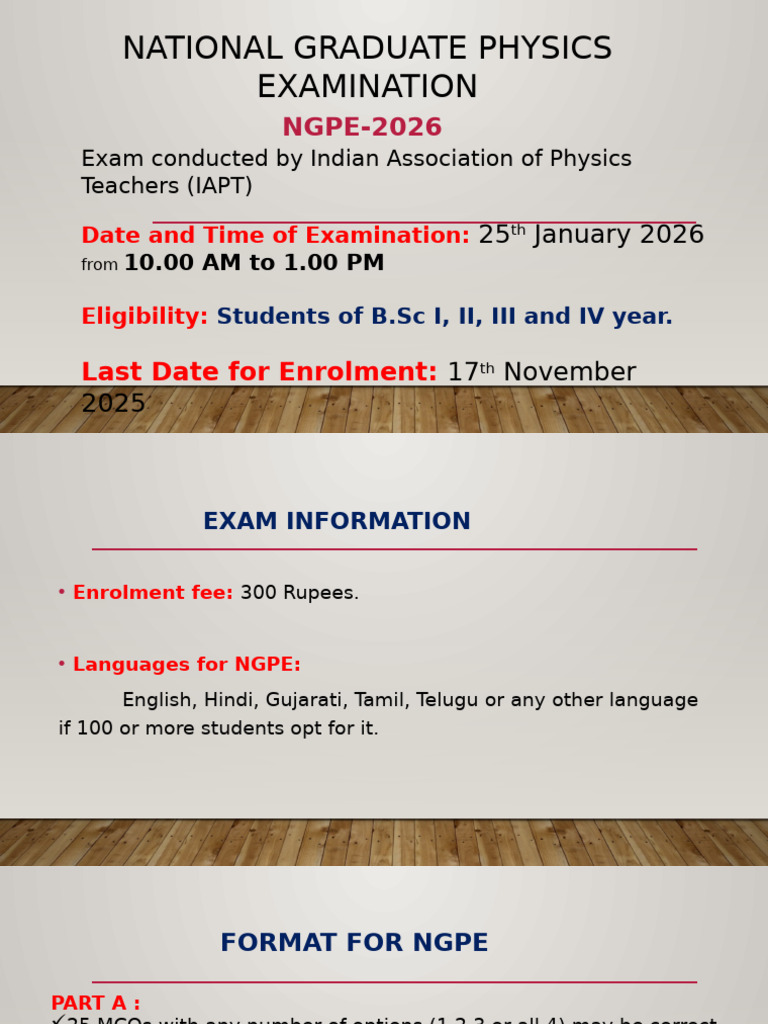 NGPE 2026: National Graduate Physics Exam | PDF | Educational Stages ...