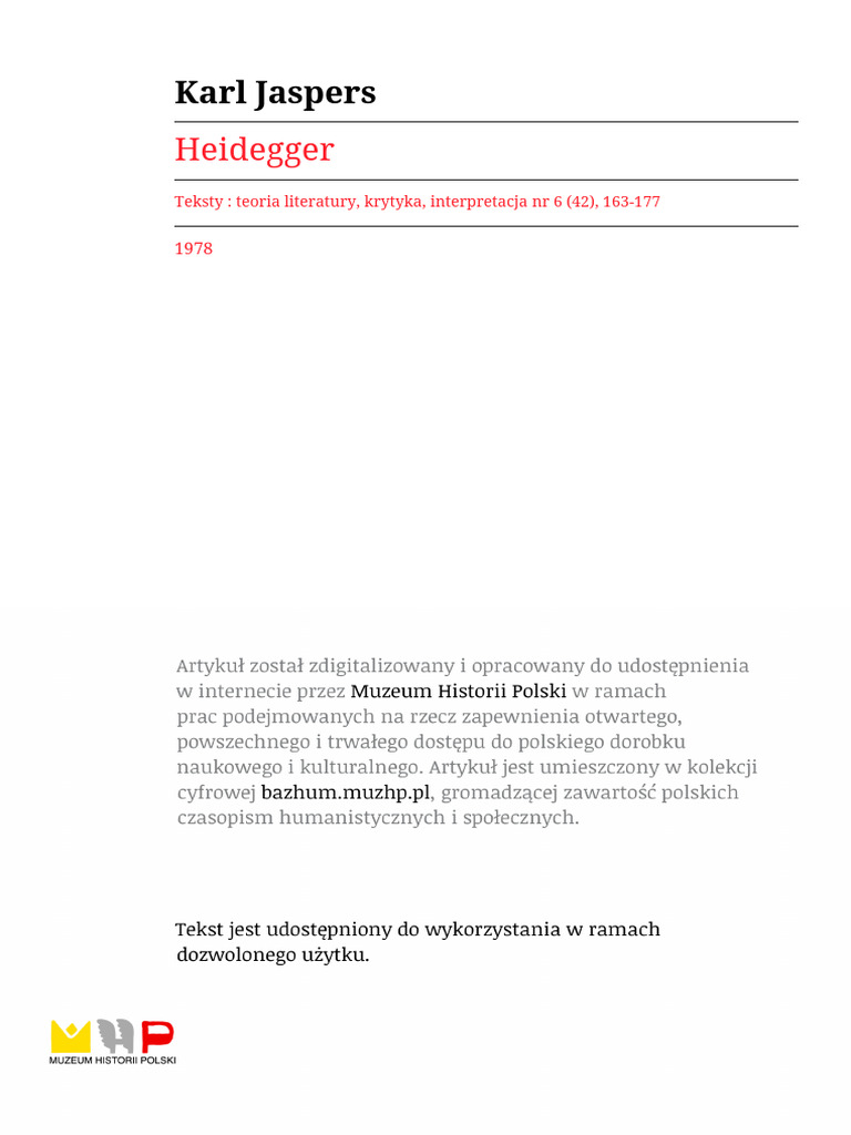 Heidegger (Karl Jaspers) | PDF