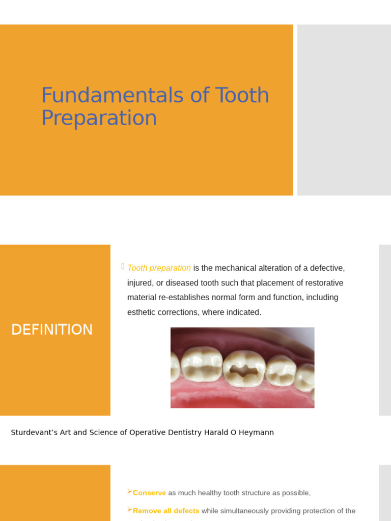 Tooth Preparation Techniques Explained | PDF | Tooth | Human Tooth