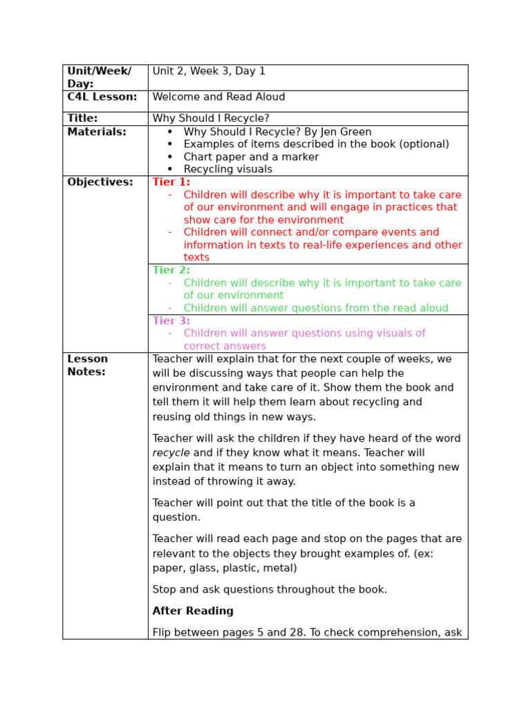 Unit 2 Week 3 C4L | PDF | Toys | Reading Comprehension