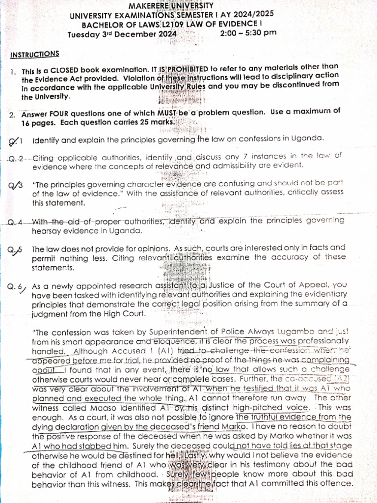 Evidence 1 Past Papers | PDF
