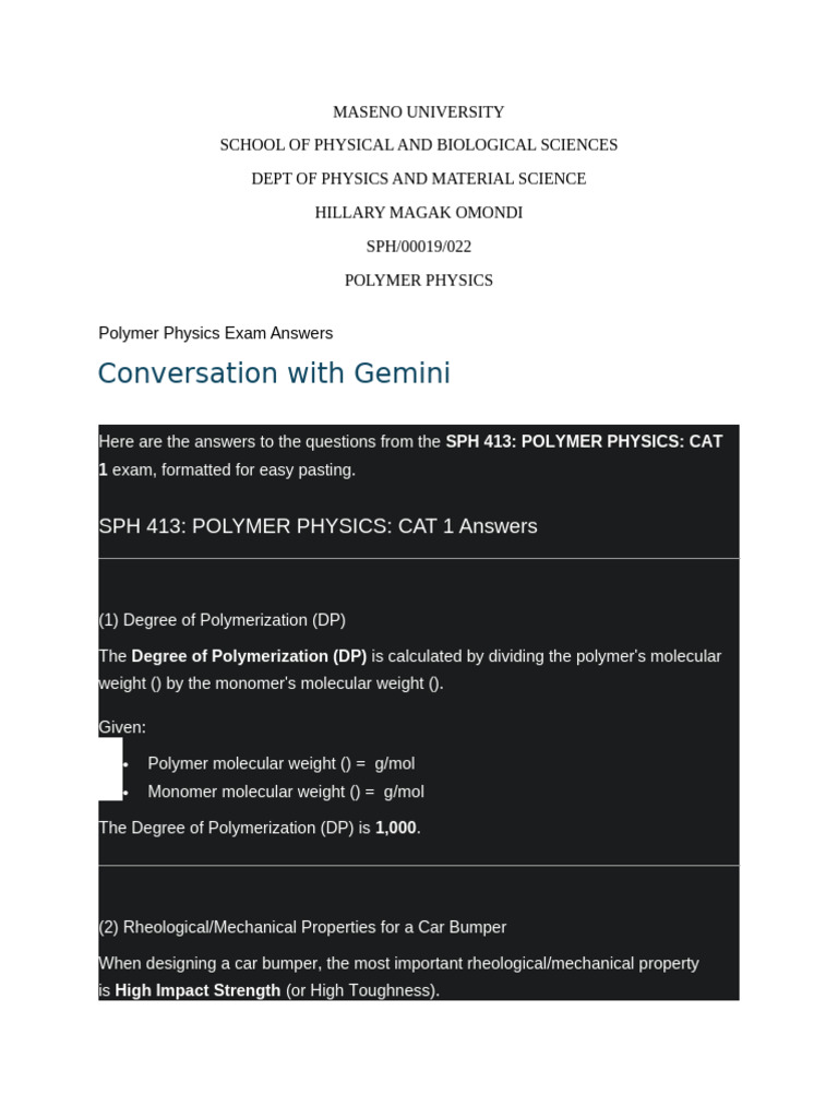Polymer Physics Cat 1 | PDF | Intermolecular Force | Polymers