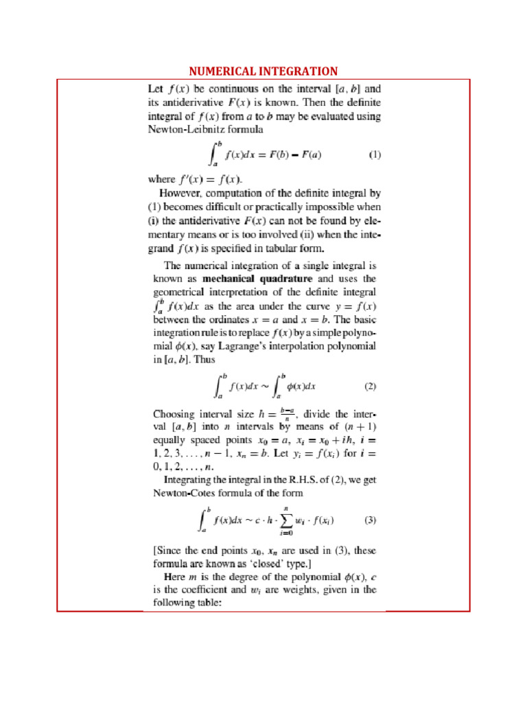 Numerical Integration | PDF