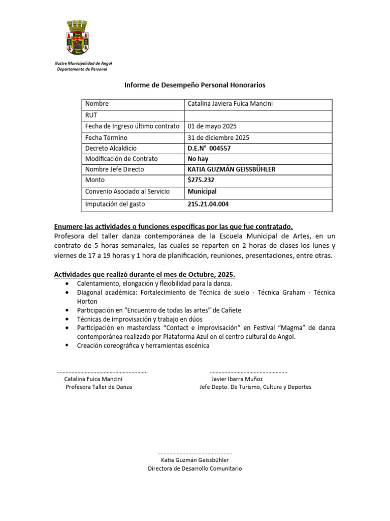 Informe Danza Ema Oct | PDF