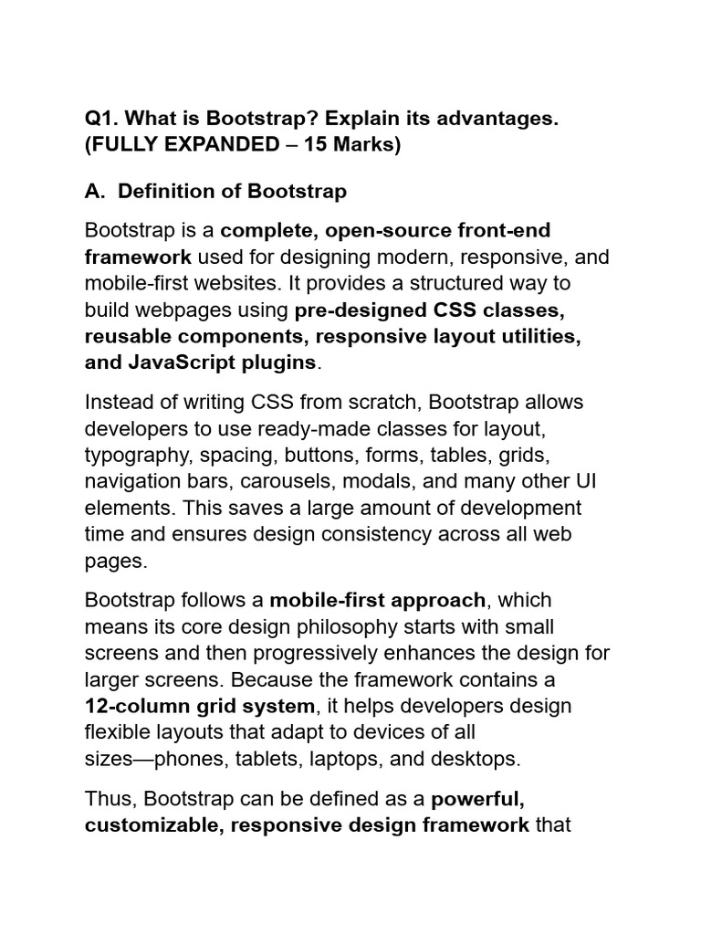 Unit 1 PHP | PDF | Bootstrap (Front End Framework) | Page Layout