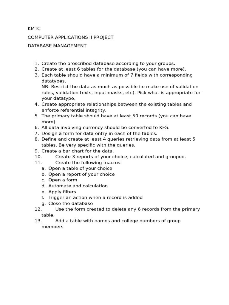 Database Management Project Guidelines | PDF