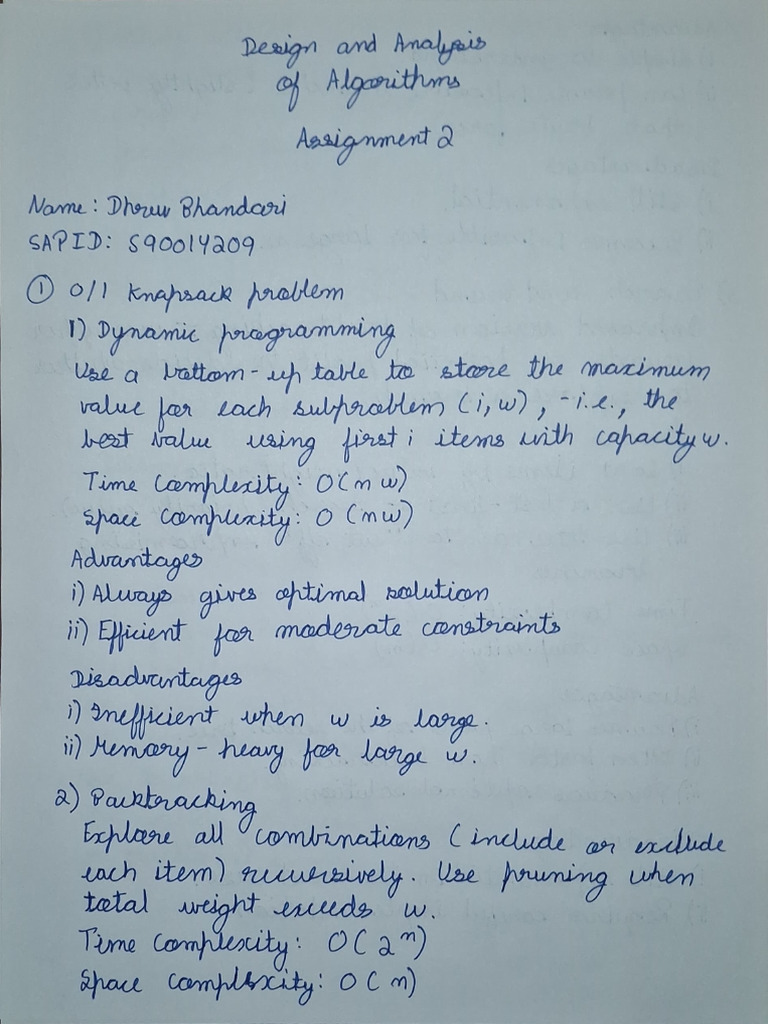 Daa Assignment 2 Dhruv Bhandari | PDF