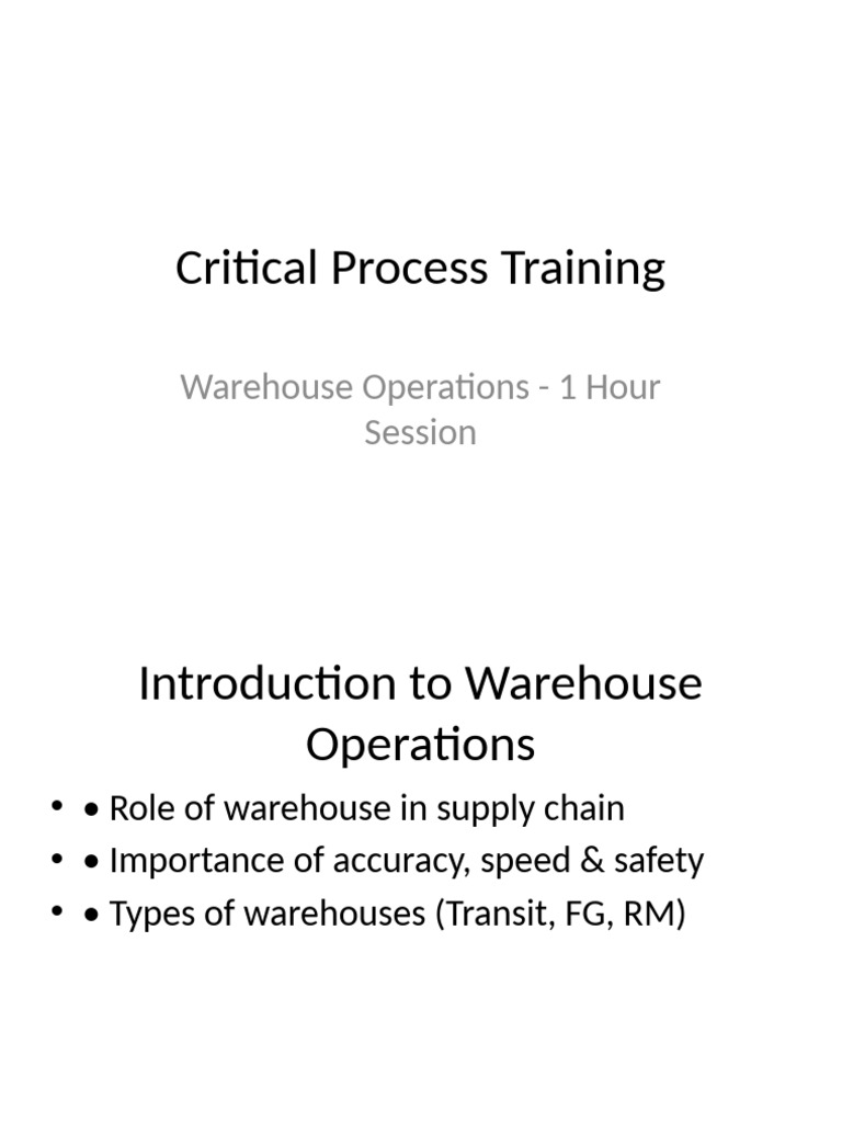 Critical_Process_Training_Warehouse | PDF