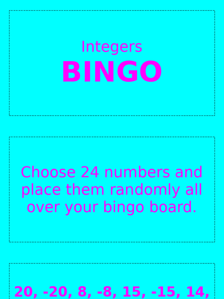 Integers BINGO - 6th Grade | PDF