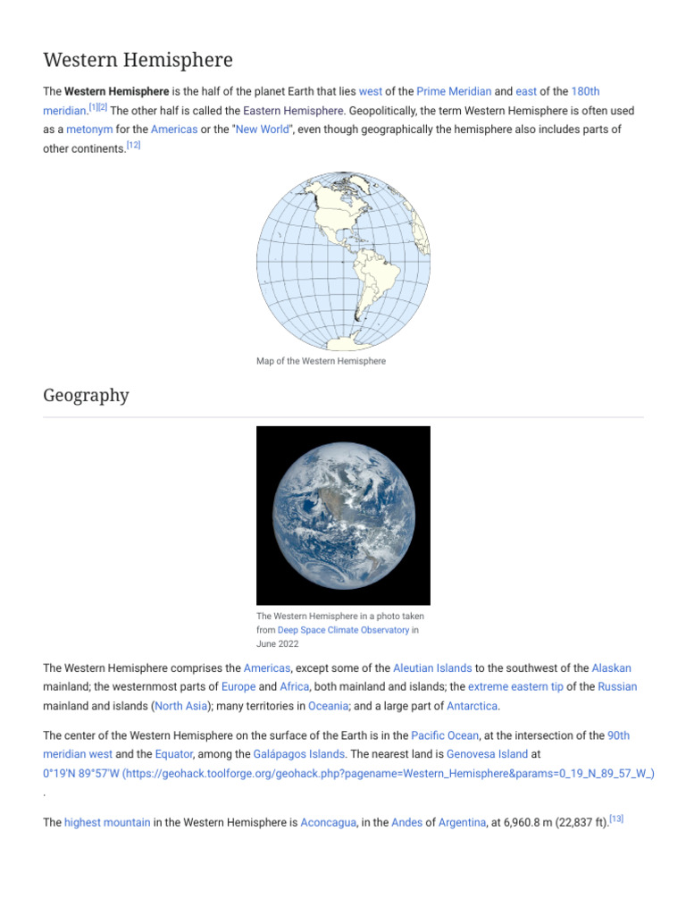 Overview of the Western Hemisphere | PDF | Earth Sciences | Physical ...