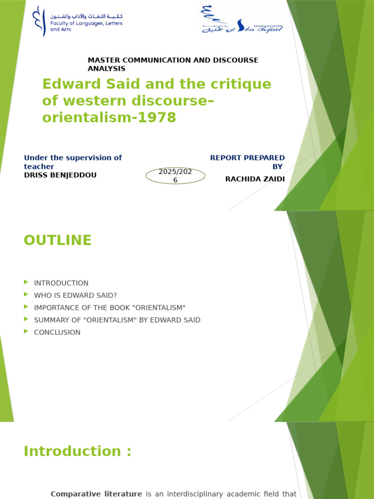 Edward Said and the Critique of Western Discourse رشيدة | PDF ...