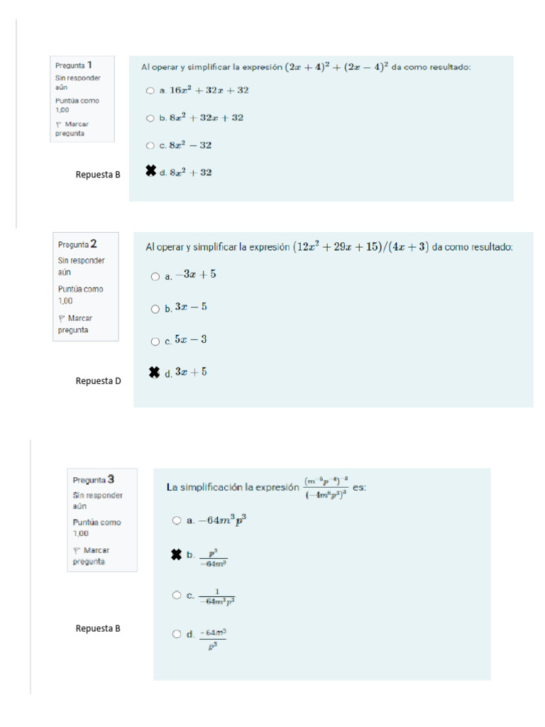 Quiz 2 Expresiones Algebraicas | PDF