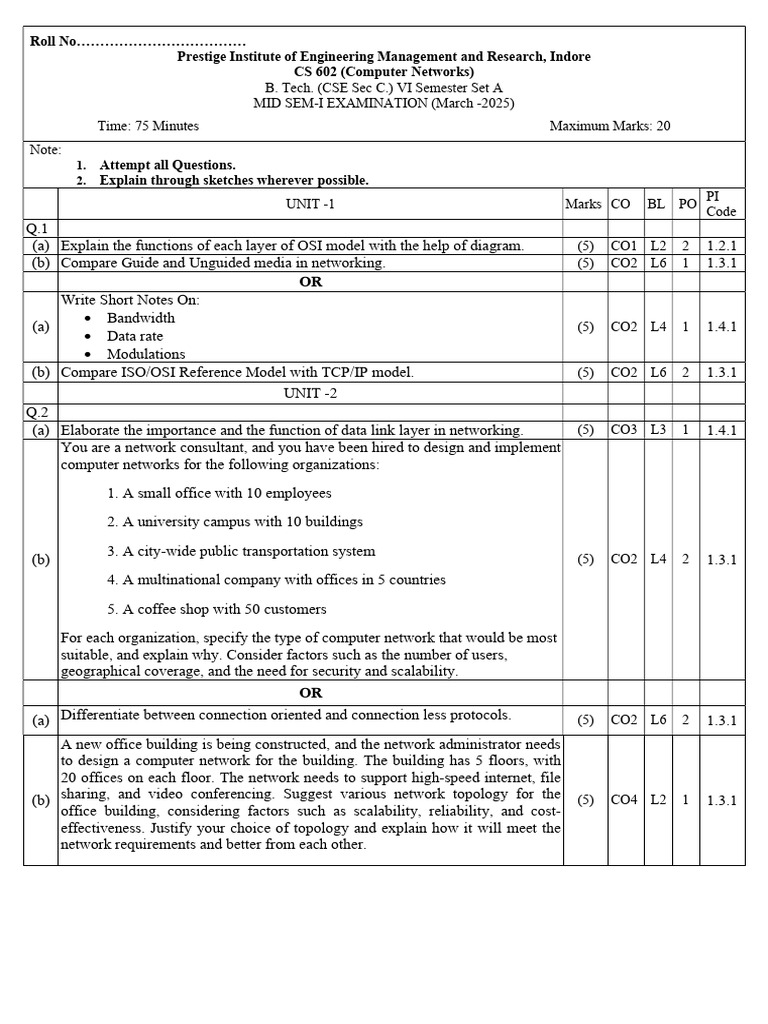 Assignment CN MST1 2025 | PDF | Computer Network | Osi Model