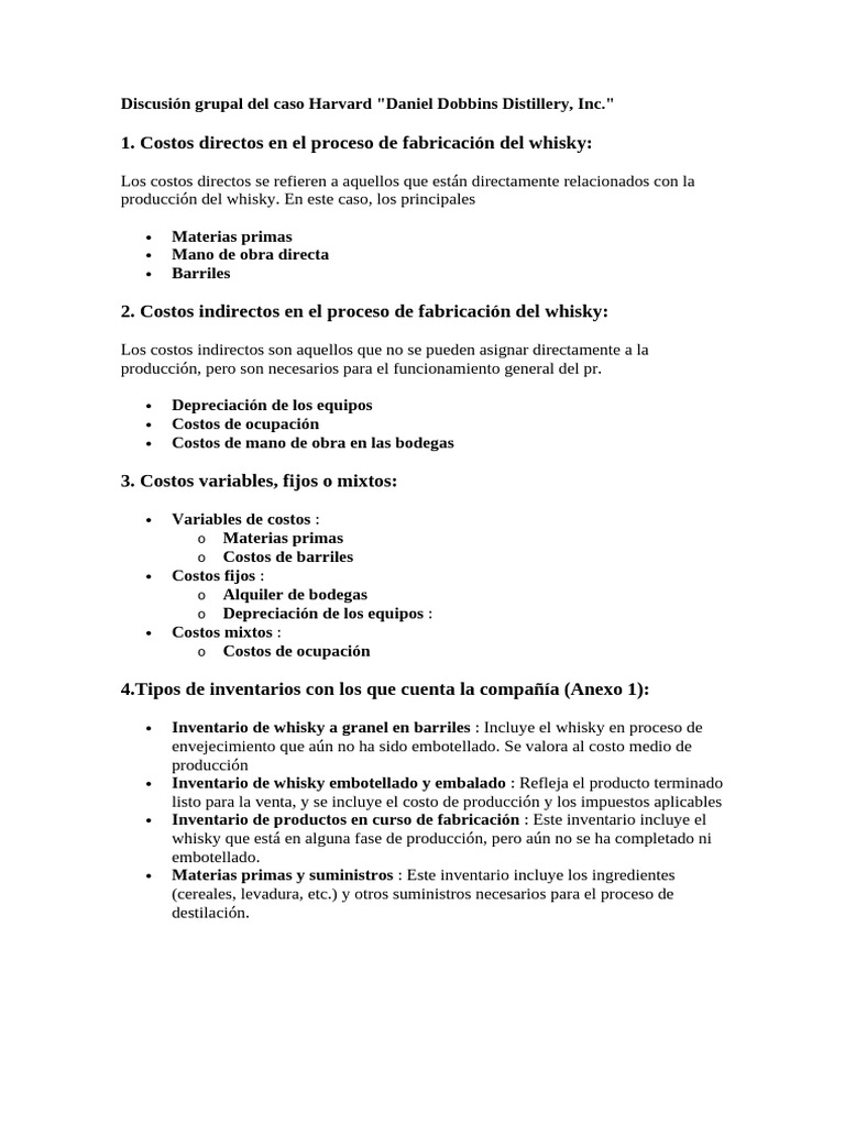 Discusión Grupal Del Caso Harvard | PDF | Whisky | Business
