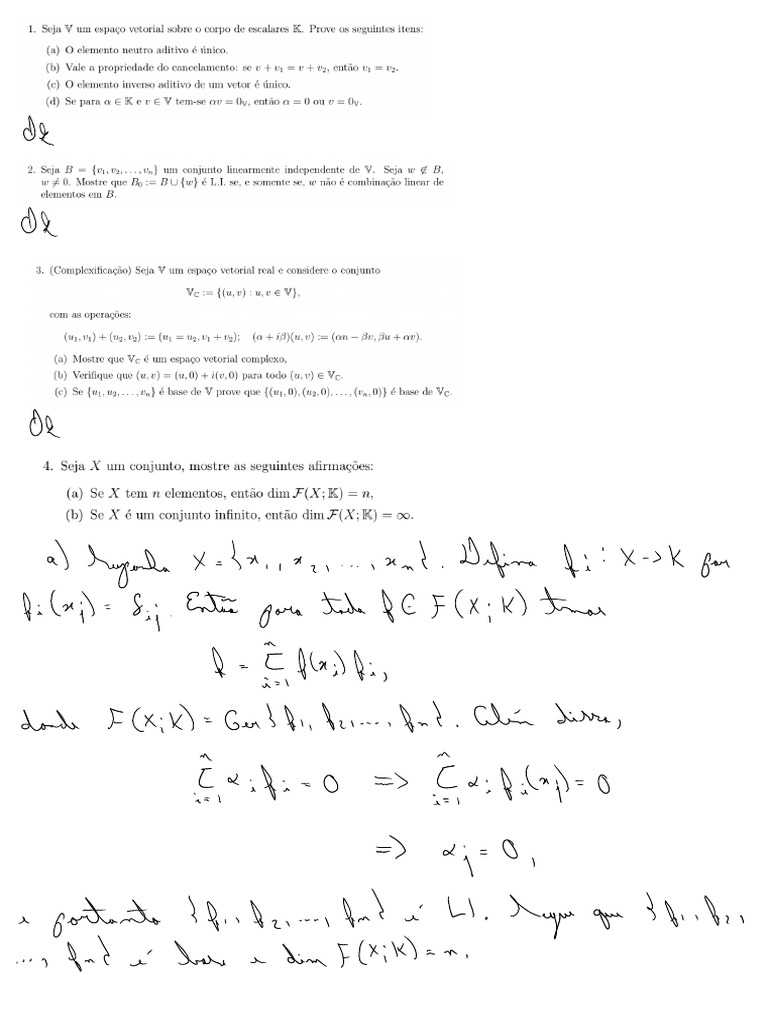Álgebra Linear Avançada - Lista 1 (2) | PDF