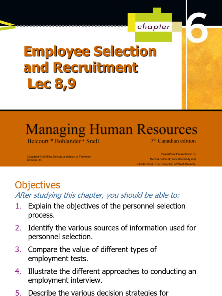 Chapter 6-Employee Selection Lec 8 | PDF | Psychological Concepts ...