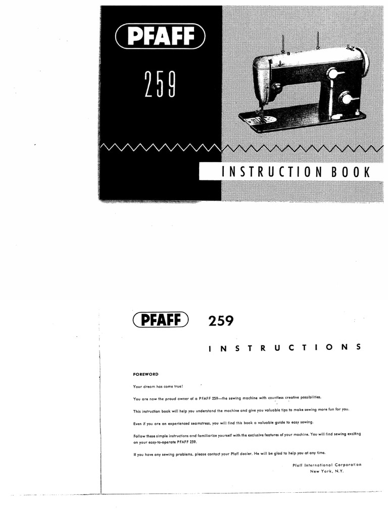 Pfaff 259 | PDF | Seam (Sewing) | Sewing Machine