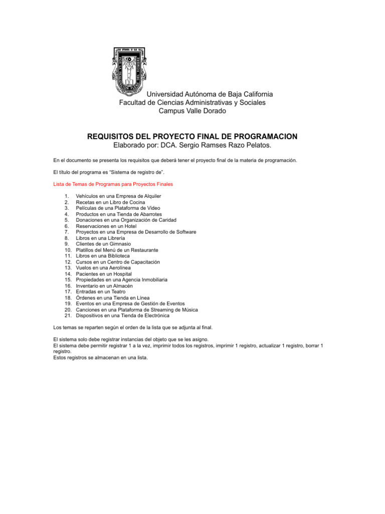 Proyecto Final - Programación Python 2025-2 | PDF | Python (lenguaje de programación) | Ciencias ...