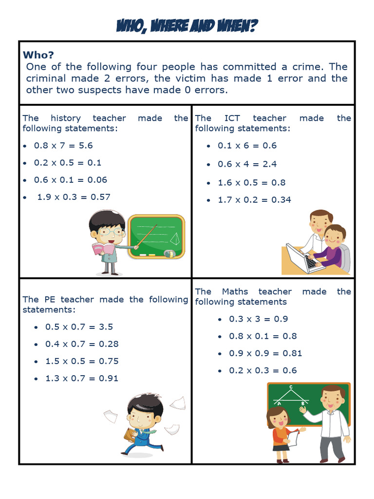 Decimals - Multiply & Divide - Whodunnit | PDF
