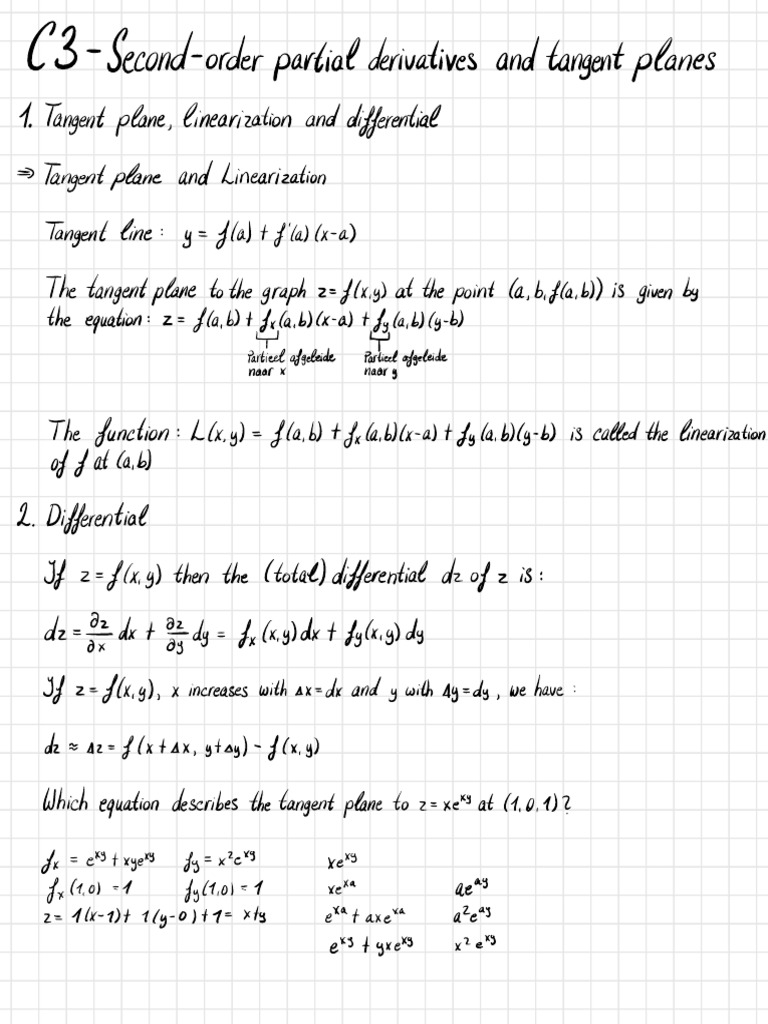 C3-Second-order Partial Derivatives and Tangent Planes | PDF | Tangent | Derivative