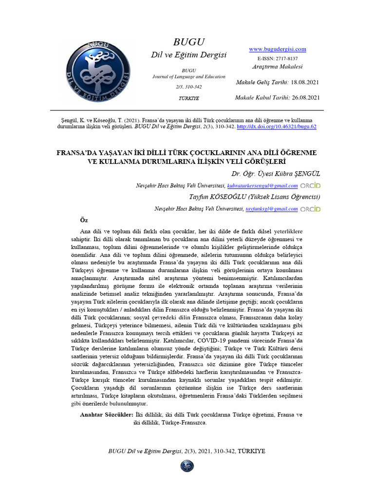Sengul K and Koseoglu T 2021 Parent Opin | PDF
