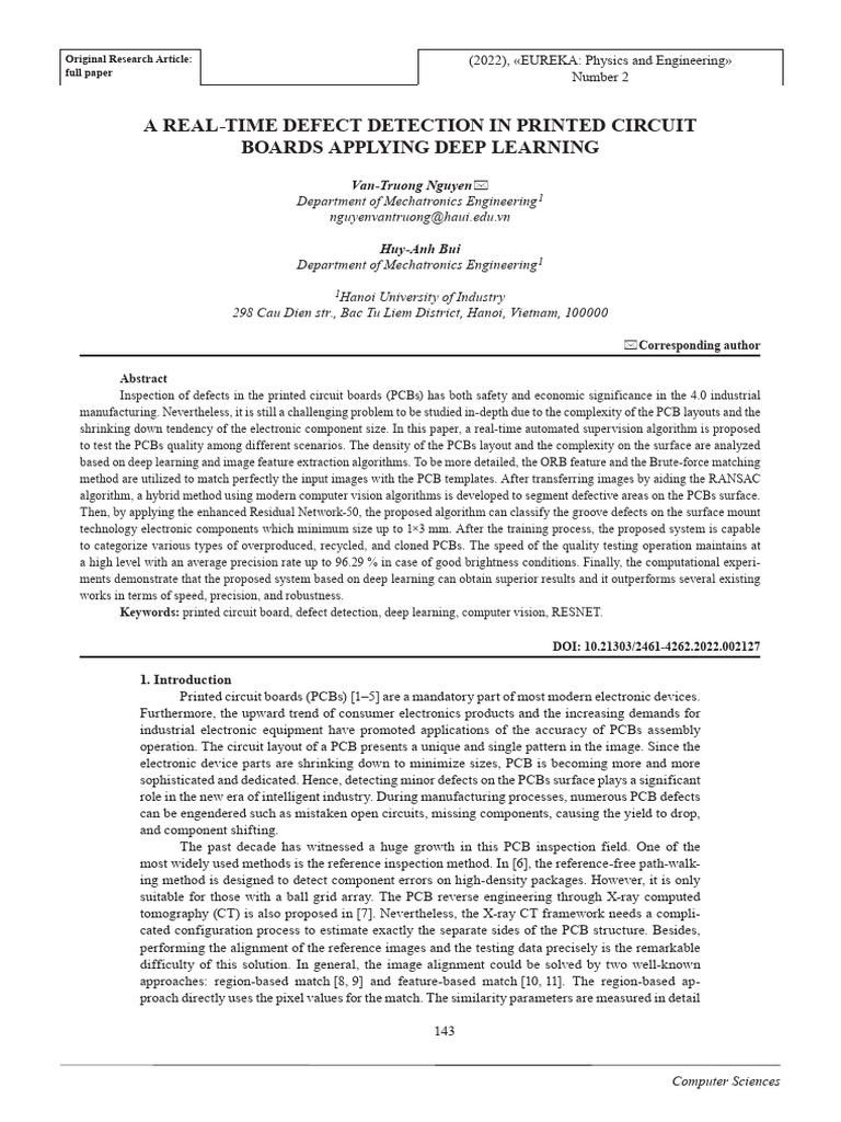 Real-Time PCB Defect Detection Using Deep Learning | PDF | Printed ...
