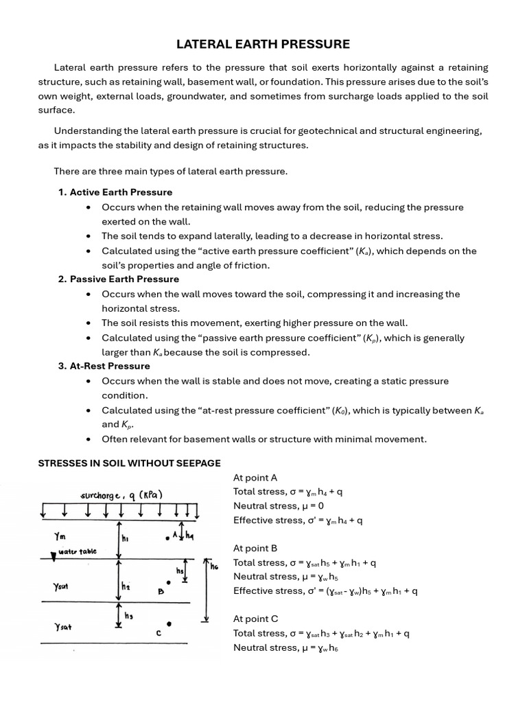 Understanding Lateral Earth Pressure | PDF | Stress (Mechanics) | Soil ...