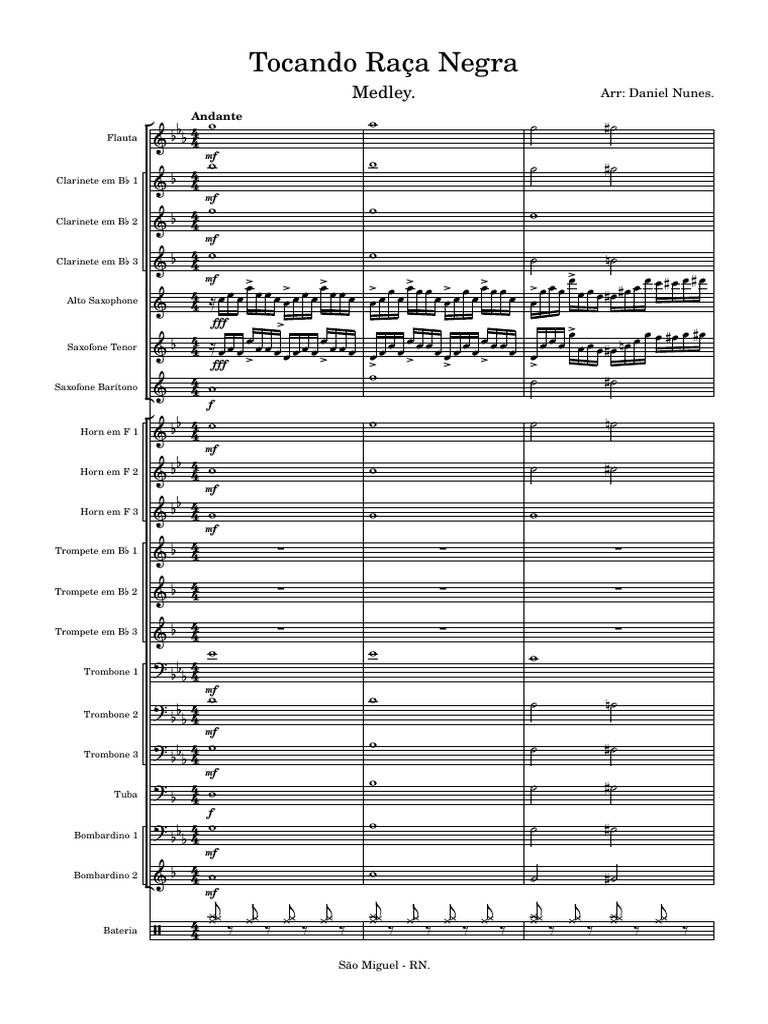 Arranjo de Medley Raça Negra | PDF | Reed Aerophones | Music Technology