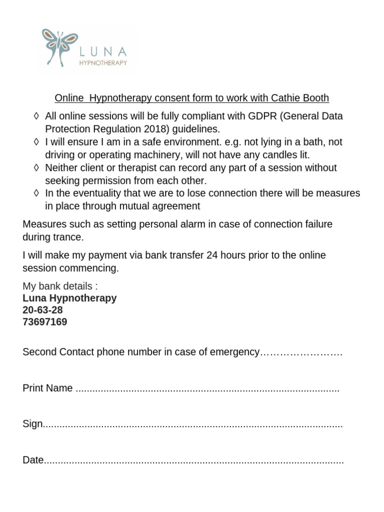 Online Consent Form Cathie 2024 | PDF